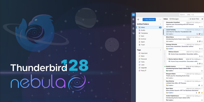 De jaarlijkse grote uitgave Thunderbird 128 Nebula is nu voor iedereen ...